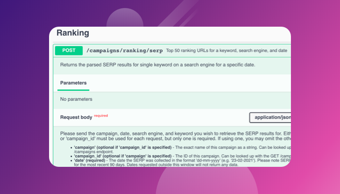 New API Endpoint — SERP Rankings | Dragon Metrics